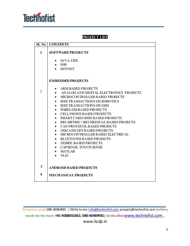 Mechanical project list