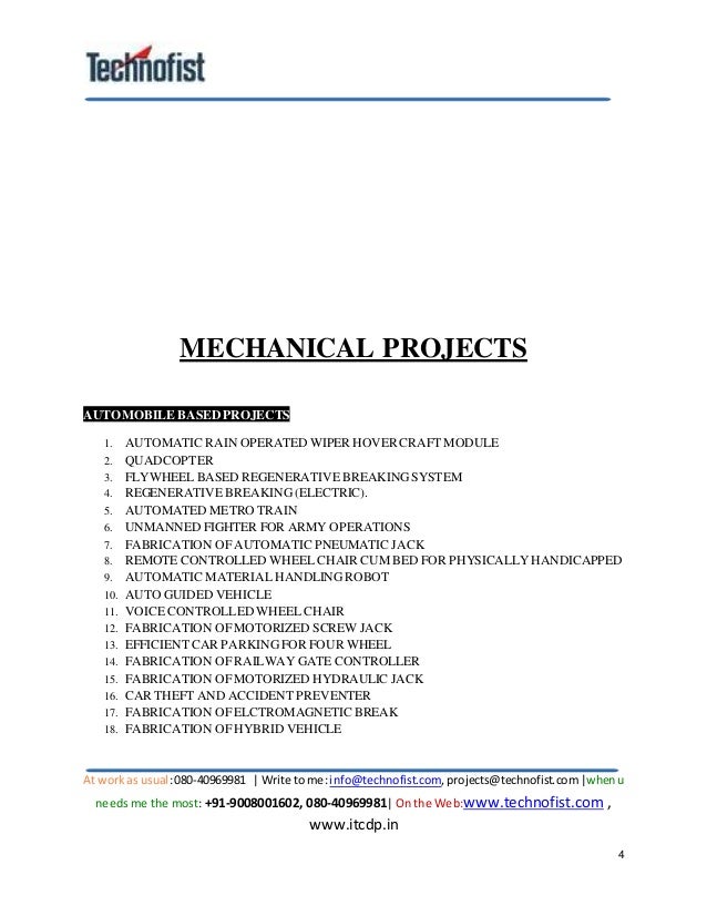 Mechanical project list