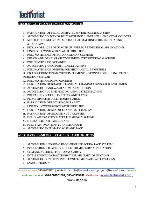 Mechanical project list