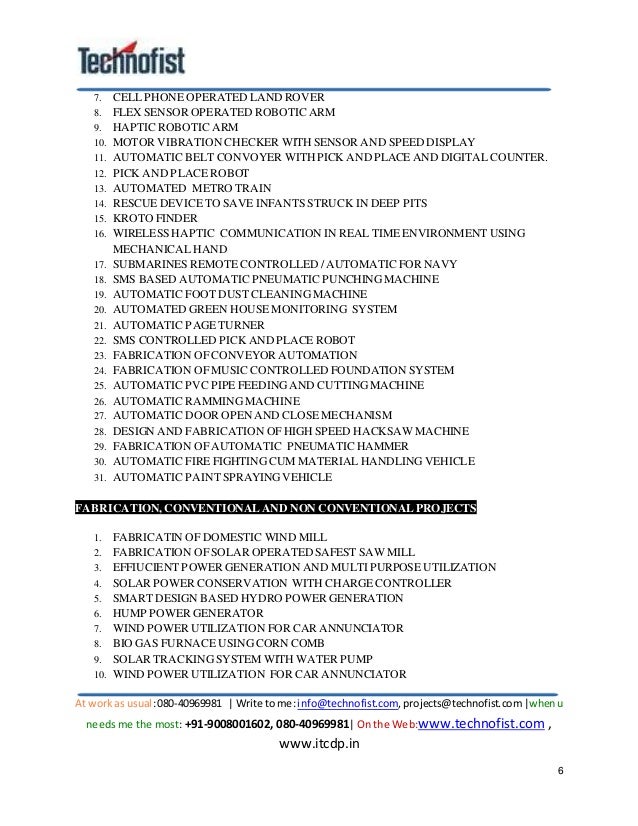 Mechanical project list