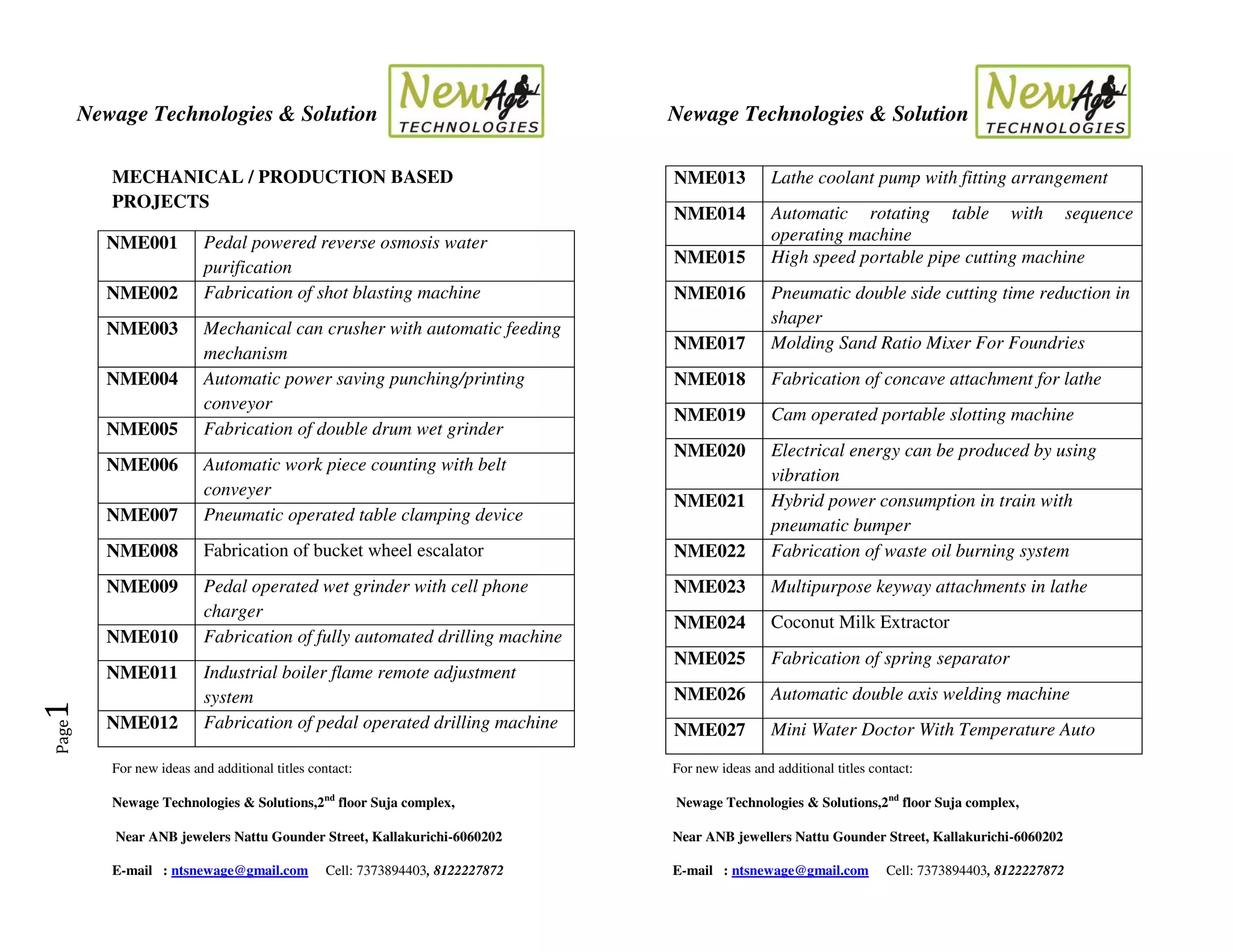 Mechanical project titles | PDF