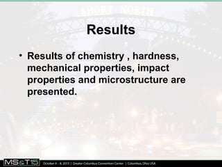 Mechanical properties and microstructure of aisi 41B30 forgings in as forged and normalized ...