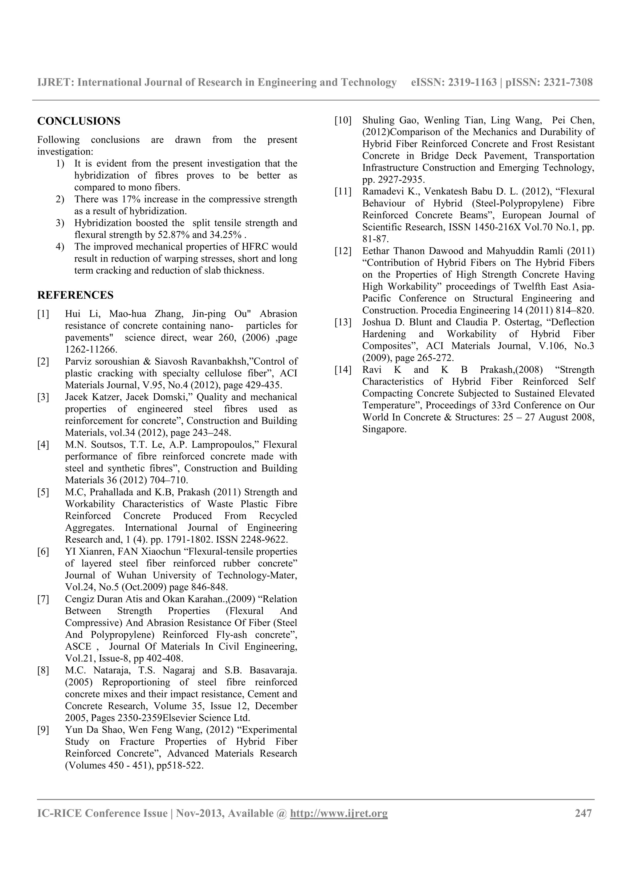 Mechanical properties of hybrid fiber reinforced concrete for pavements | PDF