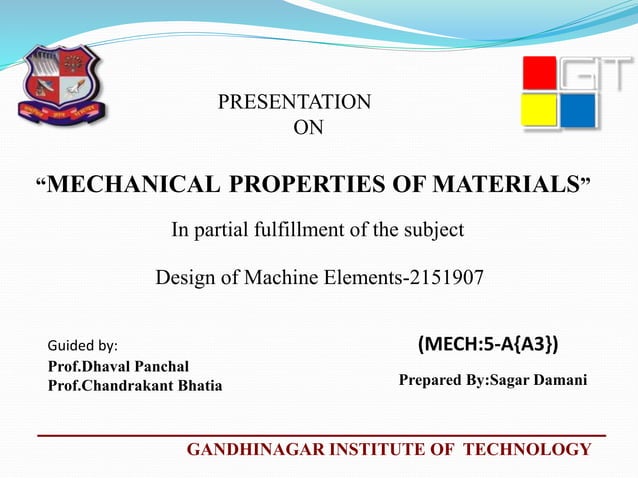 Mechanical properties of materials | PPTX