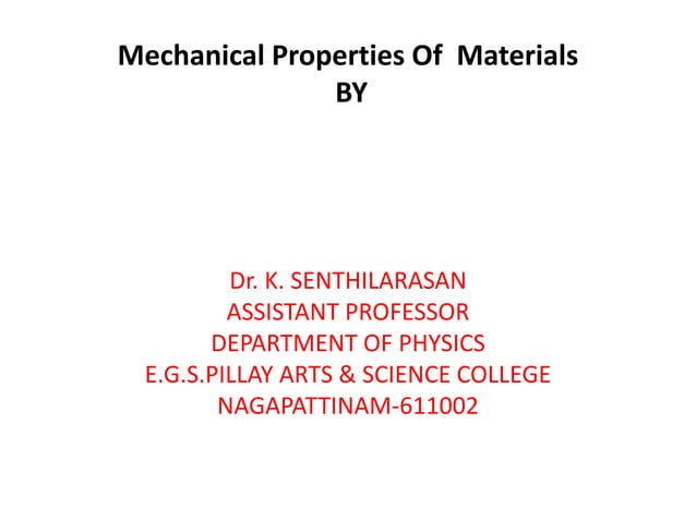 Mechanical properties of materials | PPTX | Geology | Science
