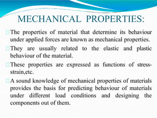 Mechanical properties of materials by ombaran singh | PPT