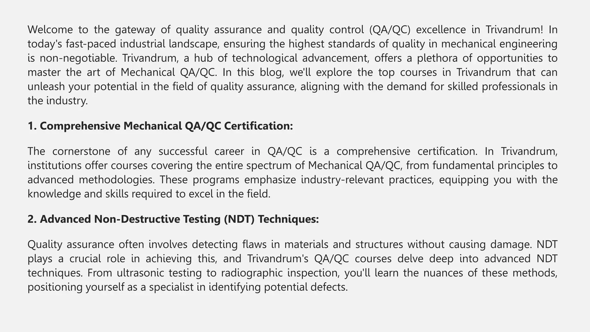 Mechanical QA/QC Courses in Trivandrum | PPTX