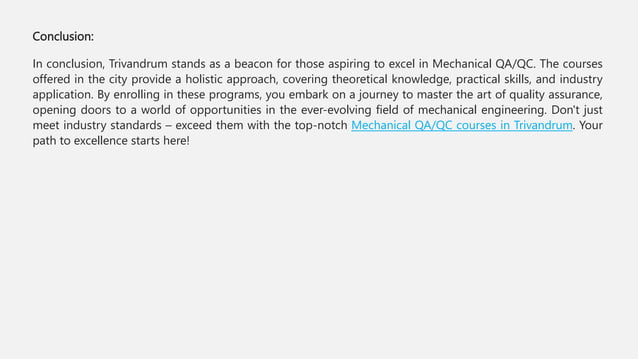 Mechanical QA/QC Courses in Trivandrum | PPTX