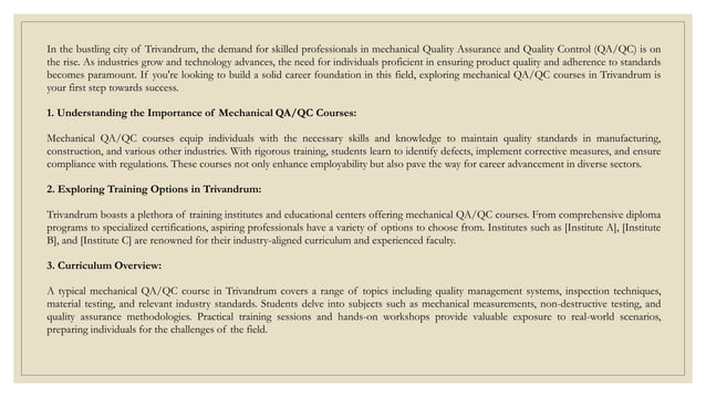 mechanical QA QC courses in Trivandrum.pptx