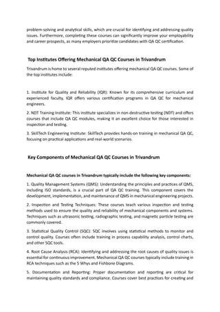 Comprehensive Guide to Mechanical QA QC Courses in Trivandrum for ...