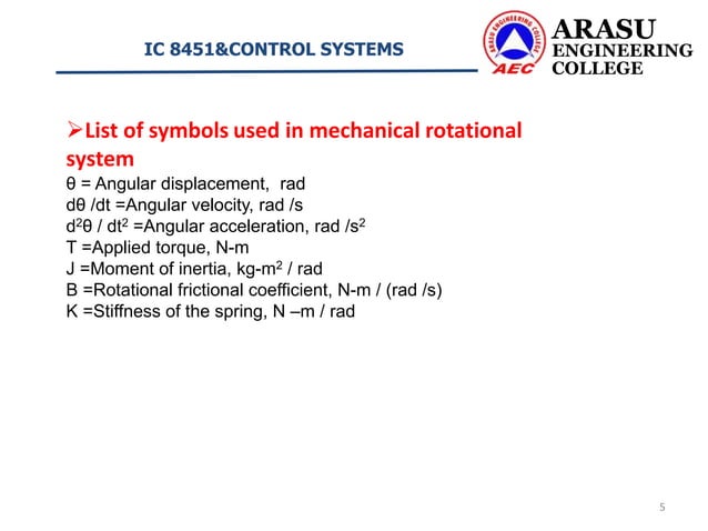 Transfer function of Mechanical rotational system | PPTX