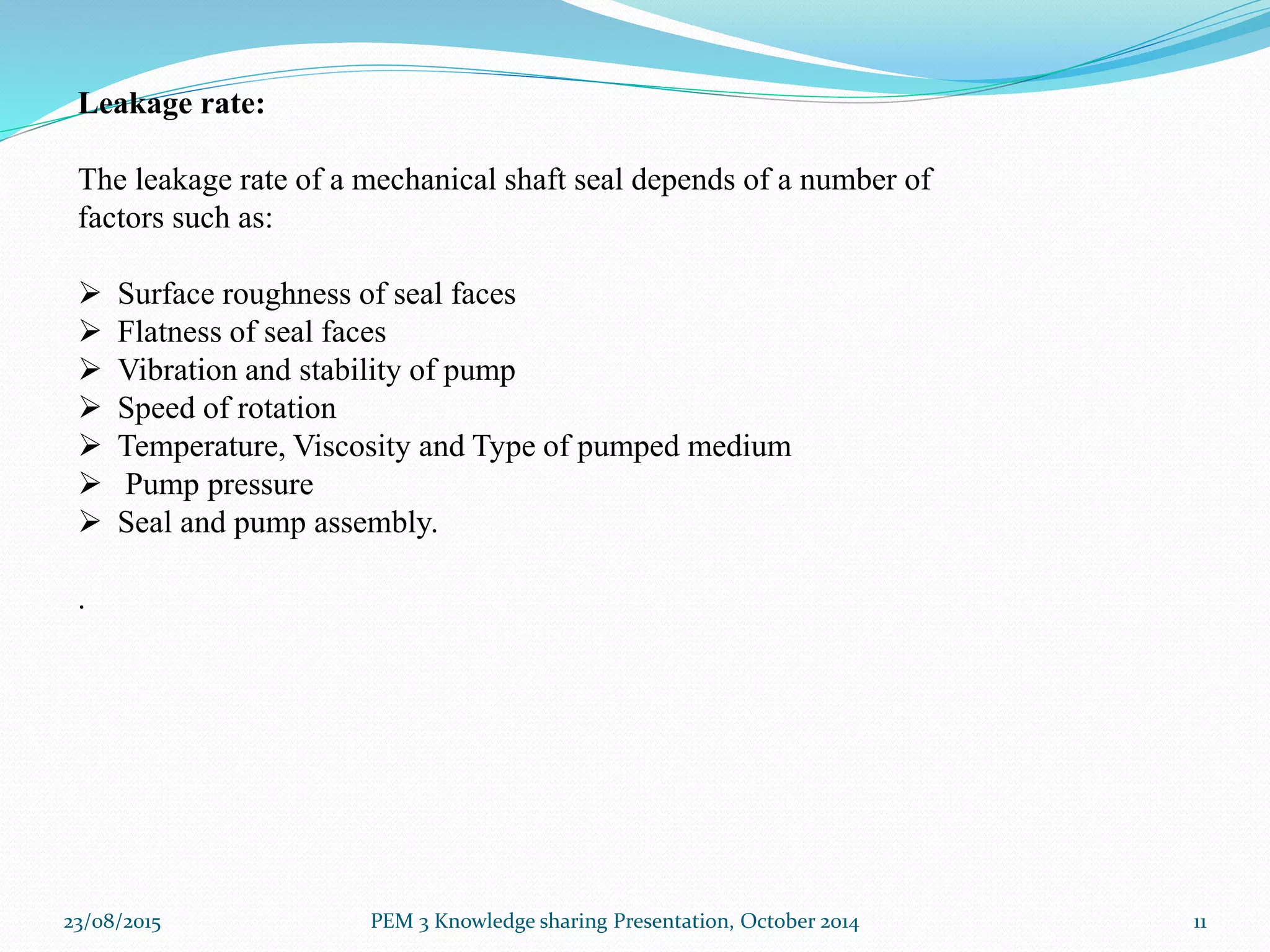 Mechanical seal presentation 1 | PPTX