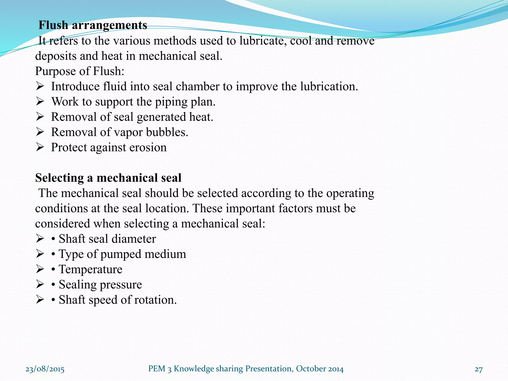 Mechanical seal presentation 1 | PPTX