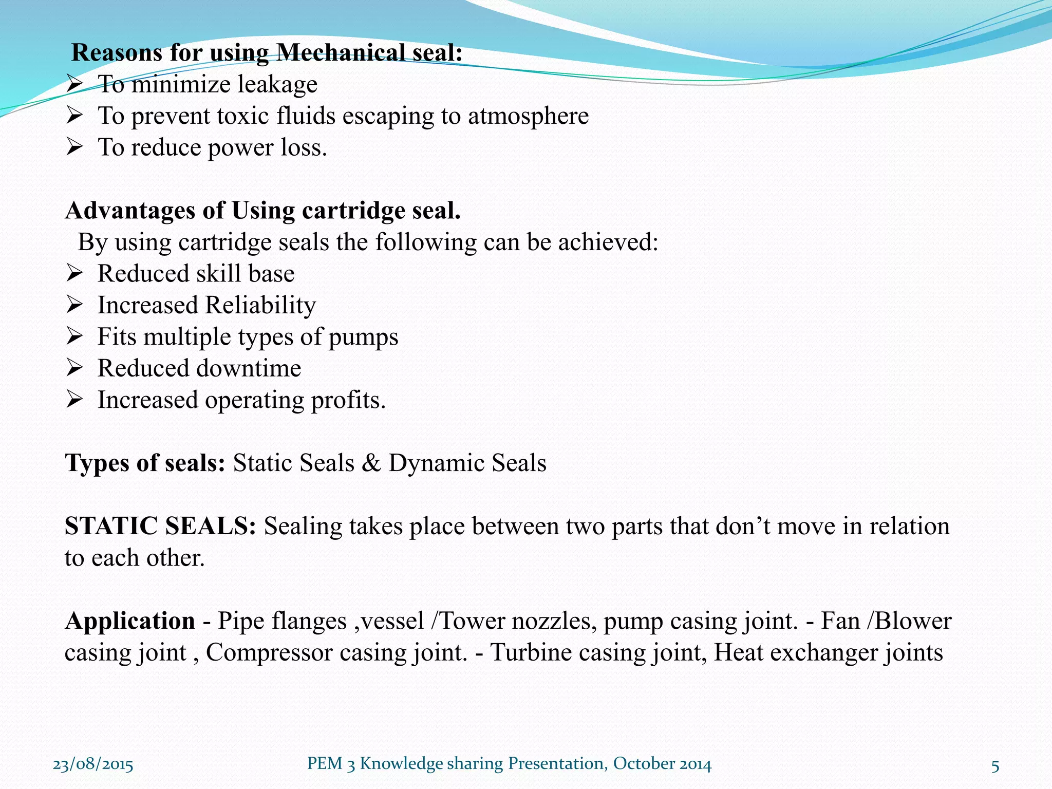 Mechanical seal presentation 1 | PPTX