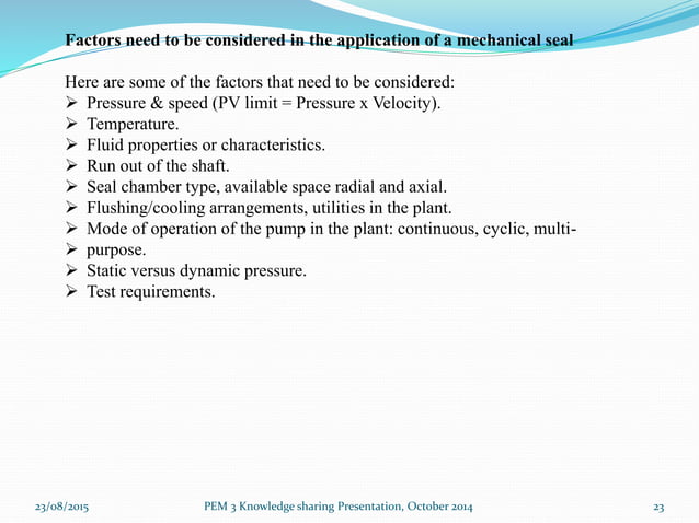 Mechanical seal presentation 1 | PPTX