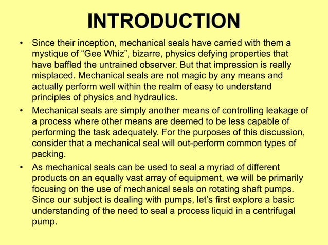 Mechanical Seals Presentation.ppt | Chemistry | Science