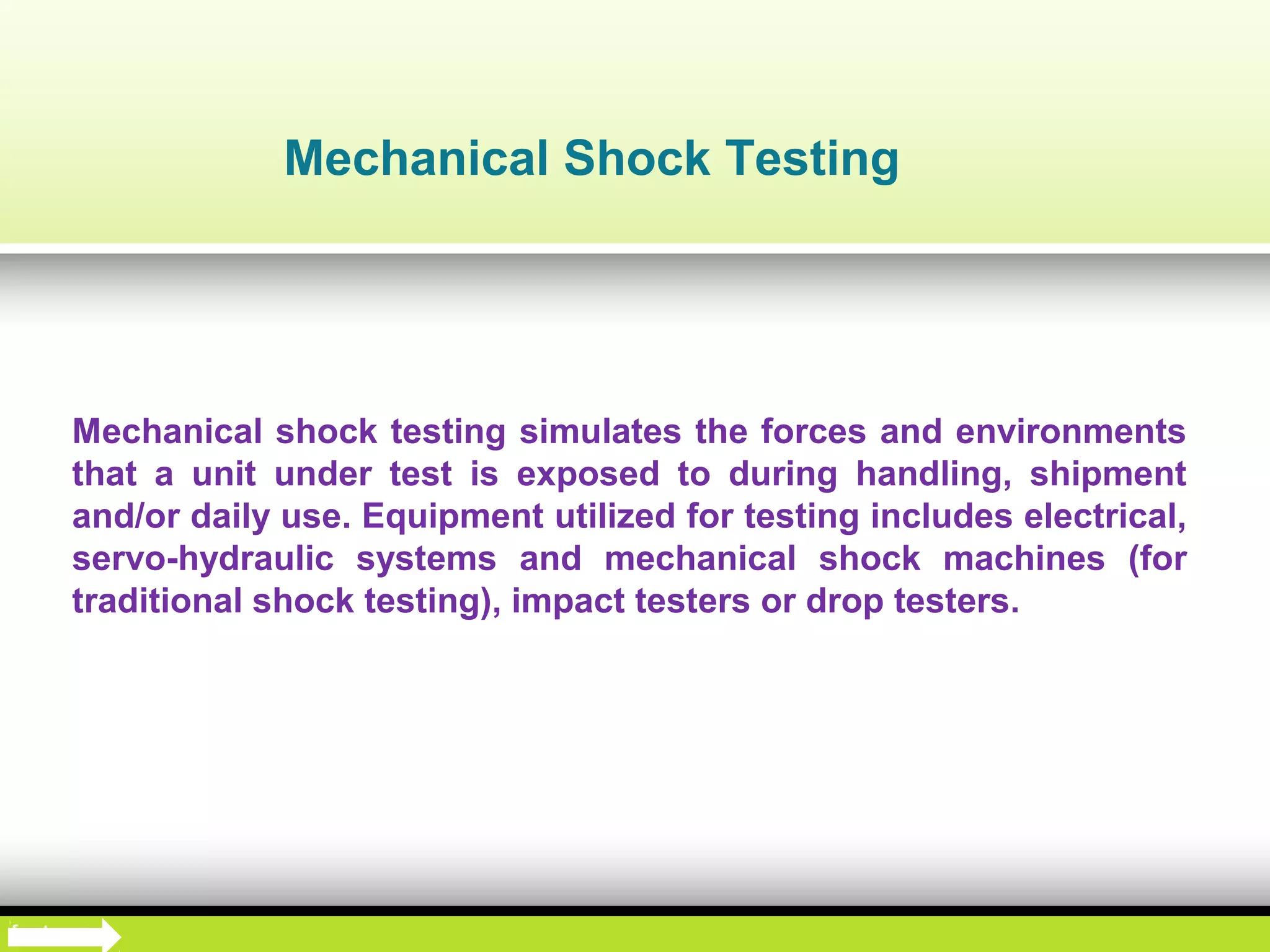 Mechanical shock testing | PPT | Physics | Science