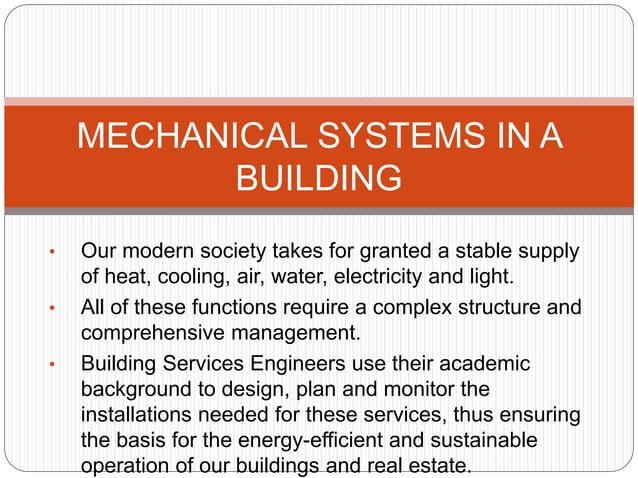 Mechanical systems of building (1) | PPTX