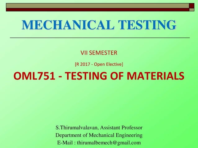 Mechanical Testing : Testing Of Materials | PDF