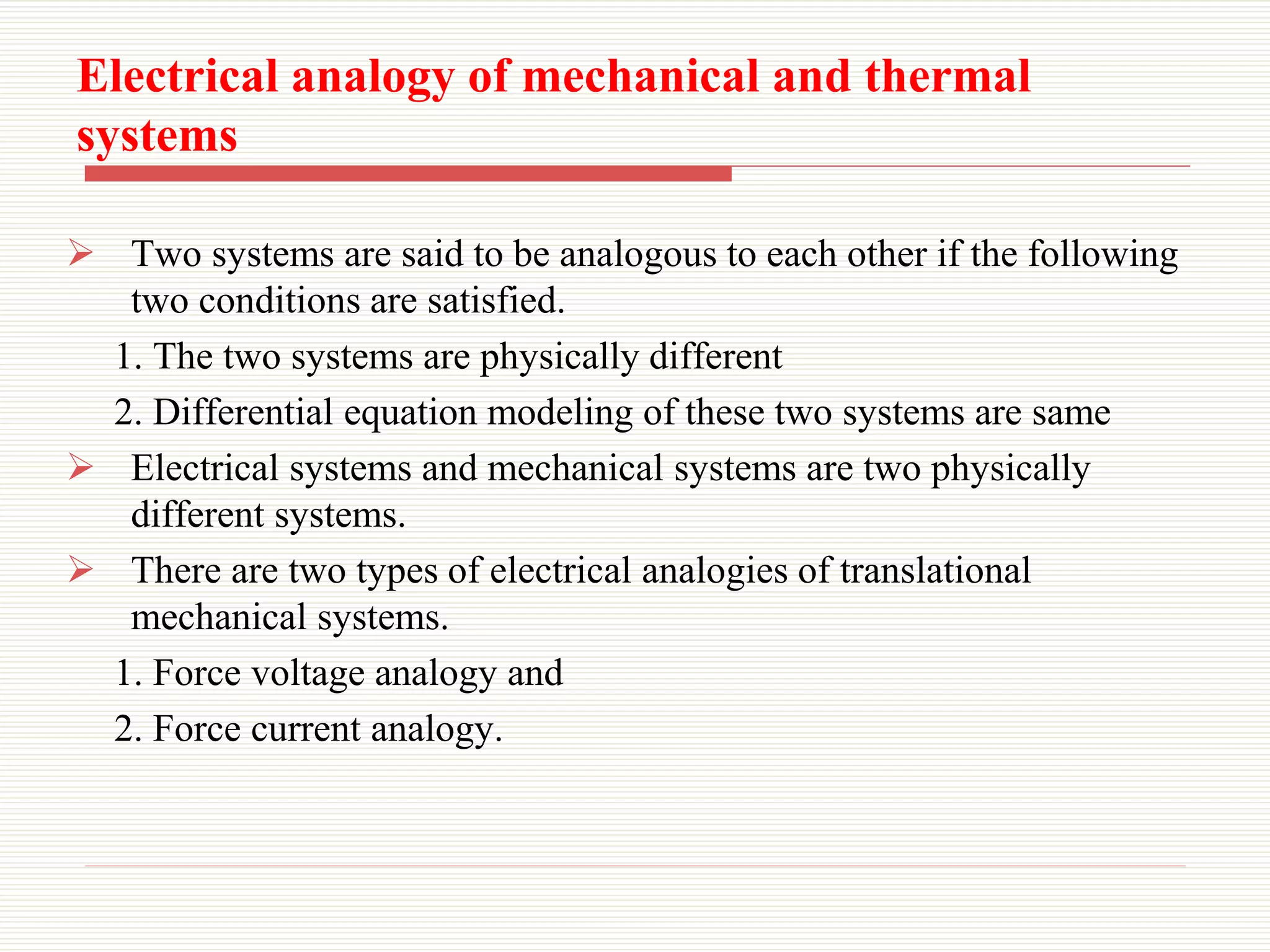 Mechanical translational rotational systems and electrical analogous ...