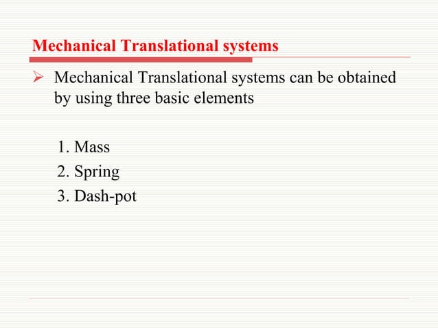 Mechanical translational rotational systems and electrical analogous ...
