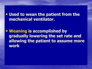 MECHANICAL VENTILATION.ppt.............. | PPT