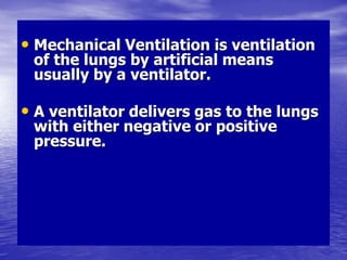 MECHANICAL VENTILATION.ppt.............. | PPT