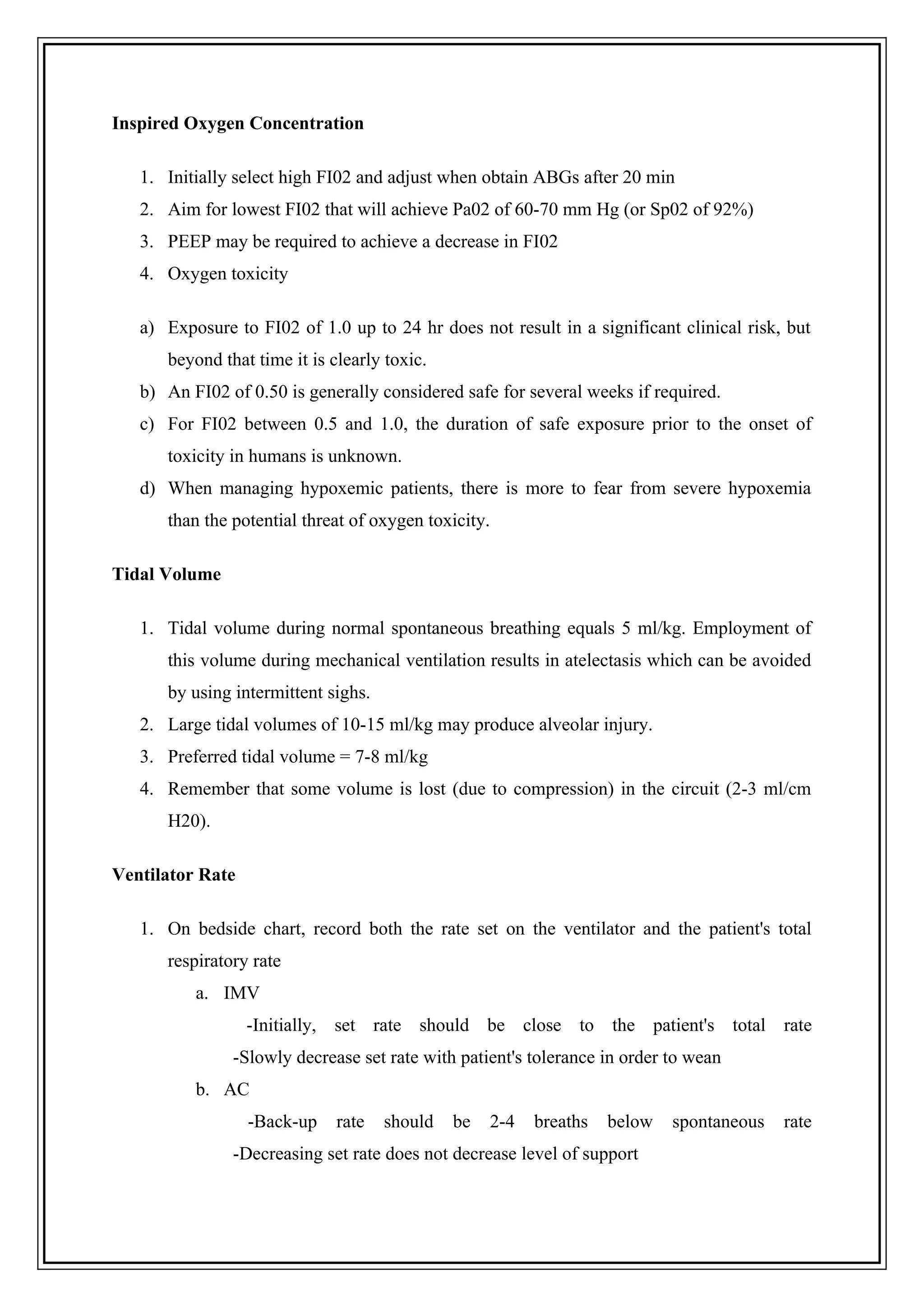MECHANICAL VENTILATION,indications procedures | DOCX