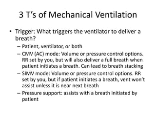Mechanical ventilation basics | PPTX