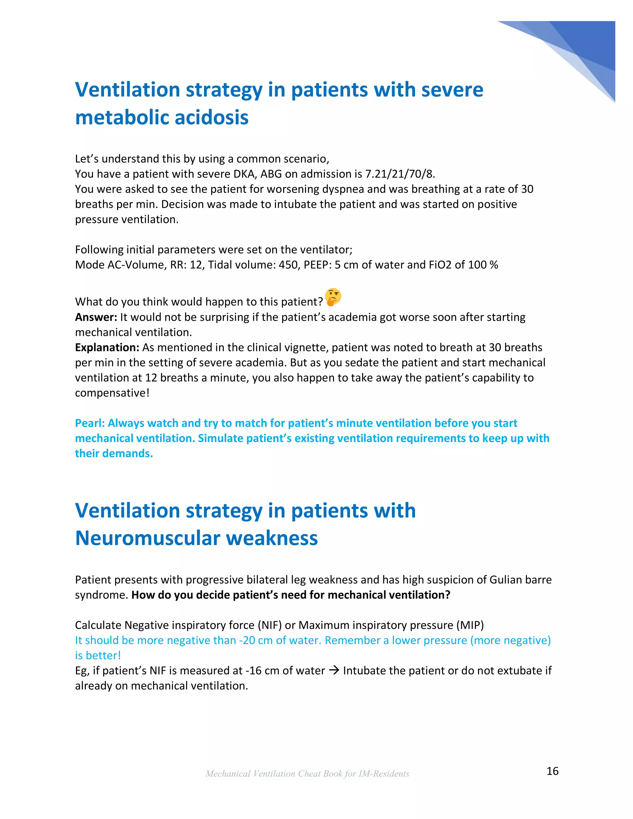 Mechanical Ventilation Cheat Book for Internal Medicine Residents | PDF ...
