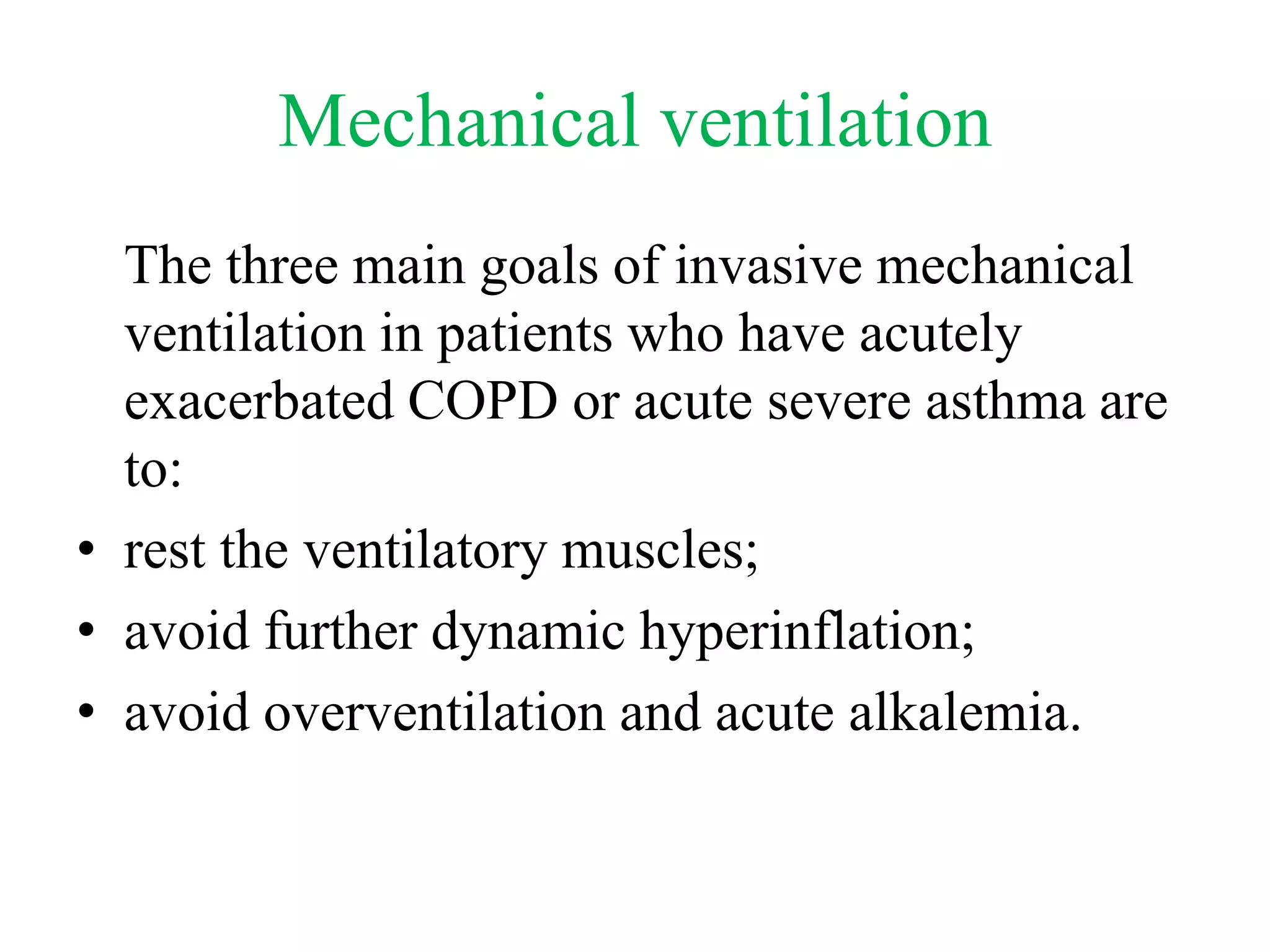 Mechanical ventilation in obstructive airway diseases | PPTX