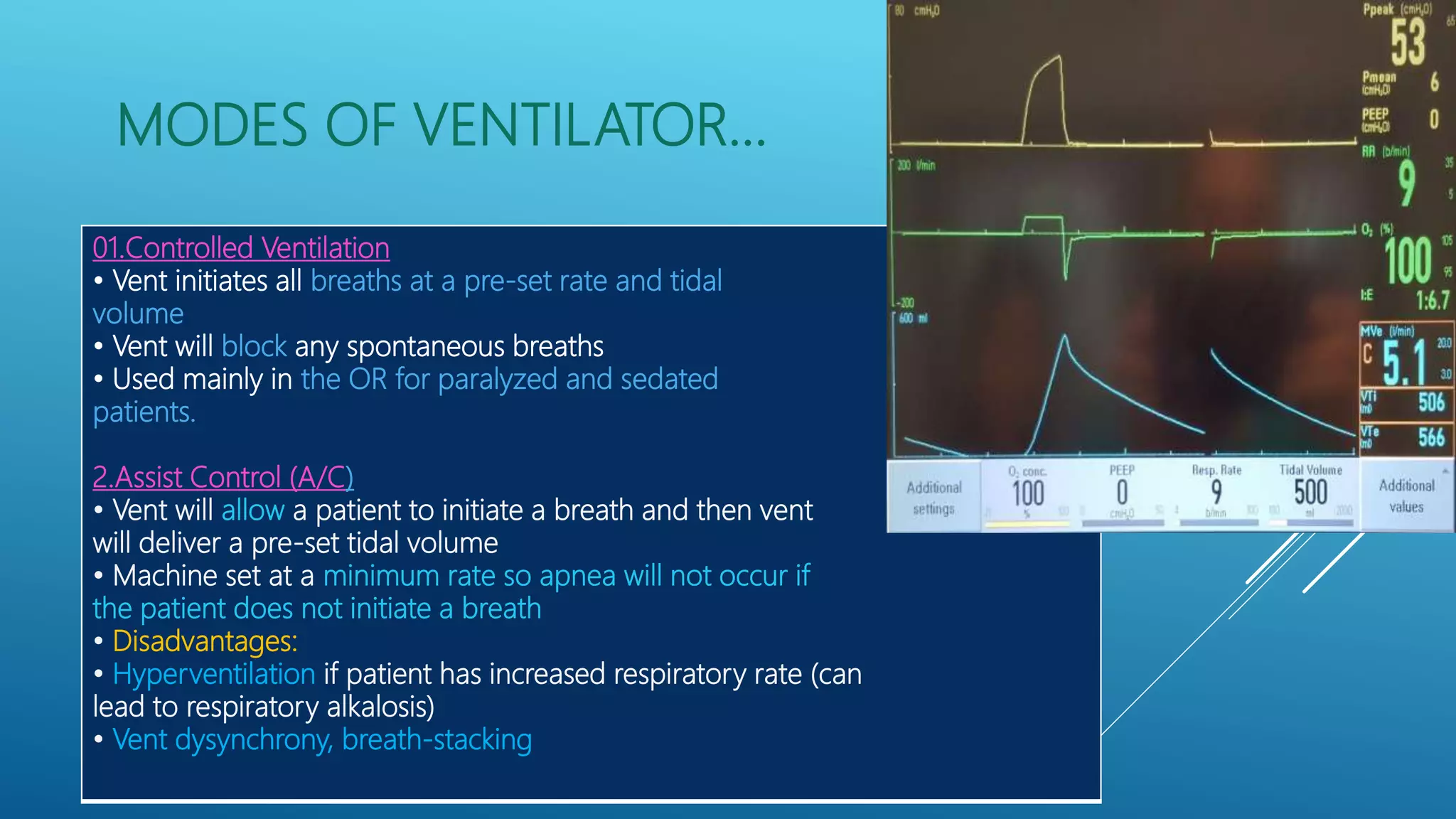 Mechanical ventilator, common modes, indications,nursing ...