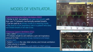 Mechanical ventilator, common modes, indications,nursing ...
