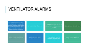 Mechanical ventilators- Applications and Usage | PPTX