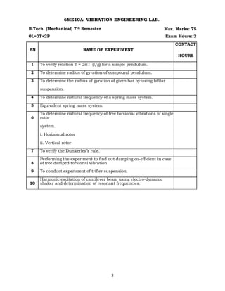 Mechanical vibration lab_manual | PDF
