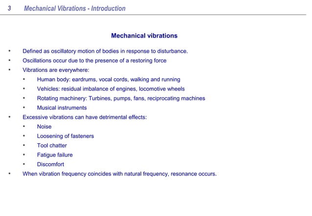 Mechanical Vibration Analysis lectures | PPT | Chemistry | Science