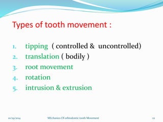 Mechanics of Orthodontic tooth movement | PPTX