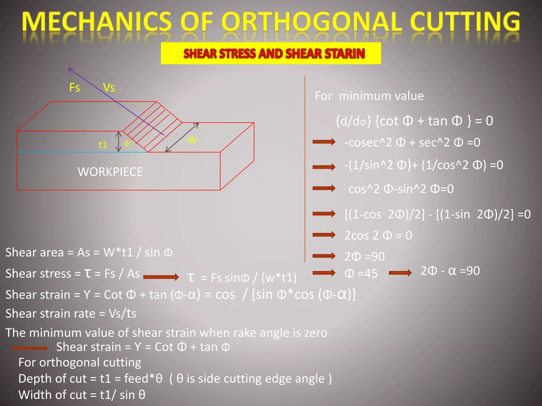 Mechanics of Orthogonal Cutting | PPTX