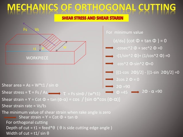 Mechanics of Orthogonal Cutting | PPTX