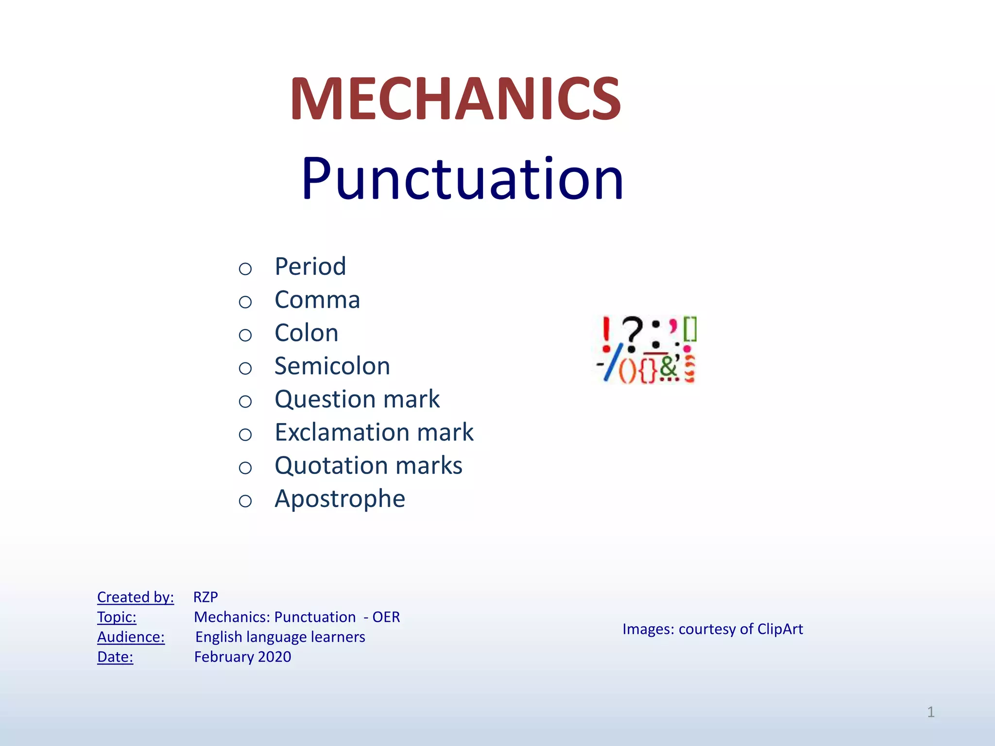 MECHANICS: PUNCTUATION | PPT