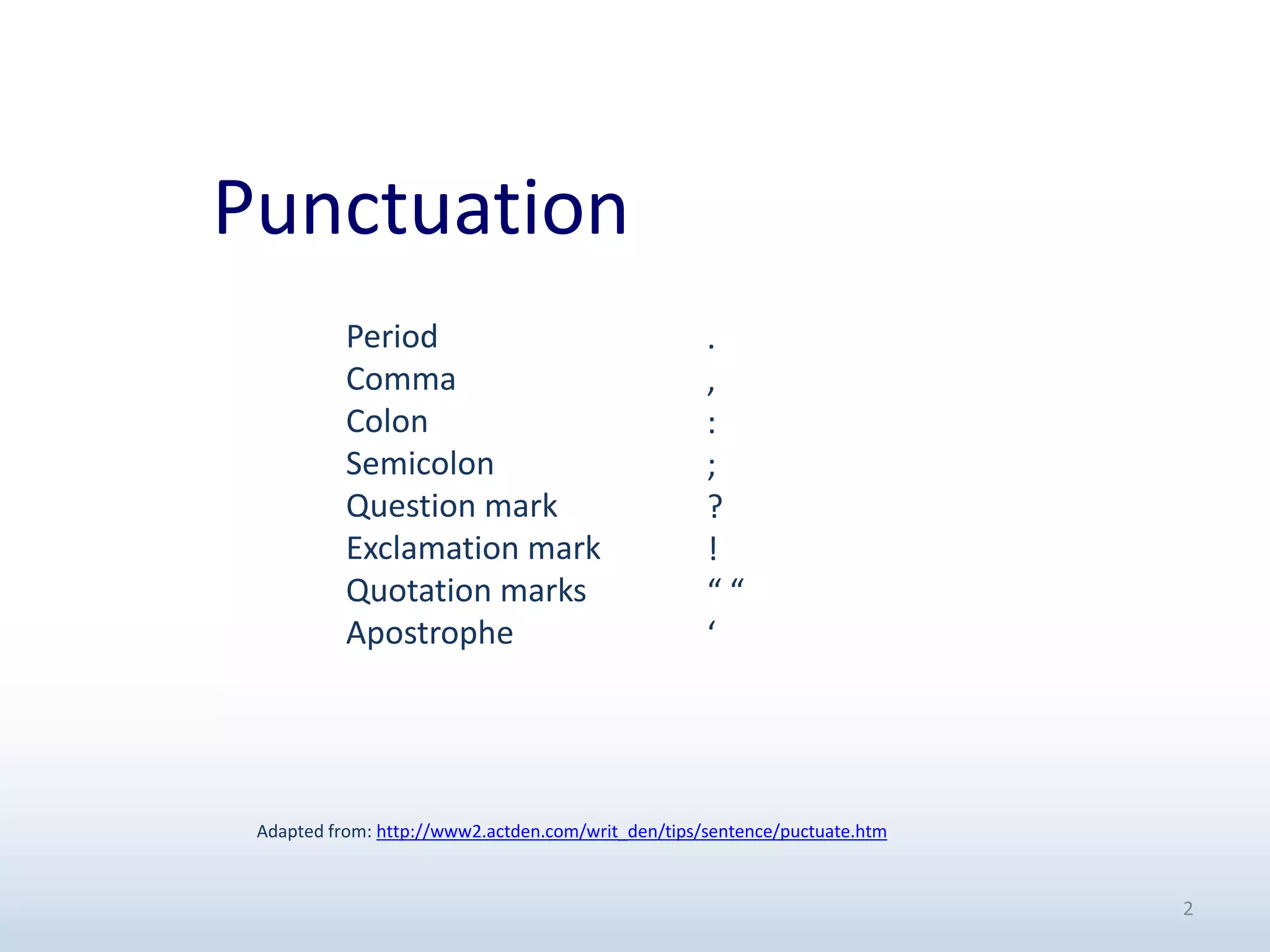 MECHANICS: PUNCTUATION | PPTX