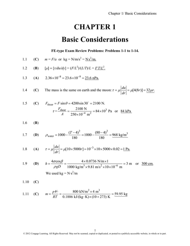Mechanics Of Fluids 4th Edition Potter Solutions Manual | PDF | Chemistry | Science