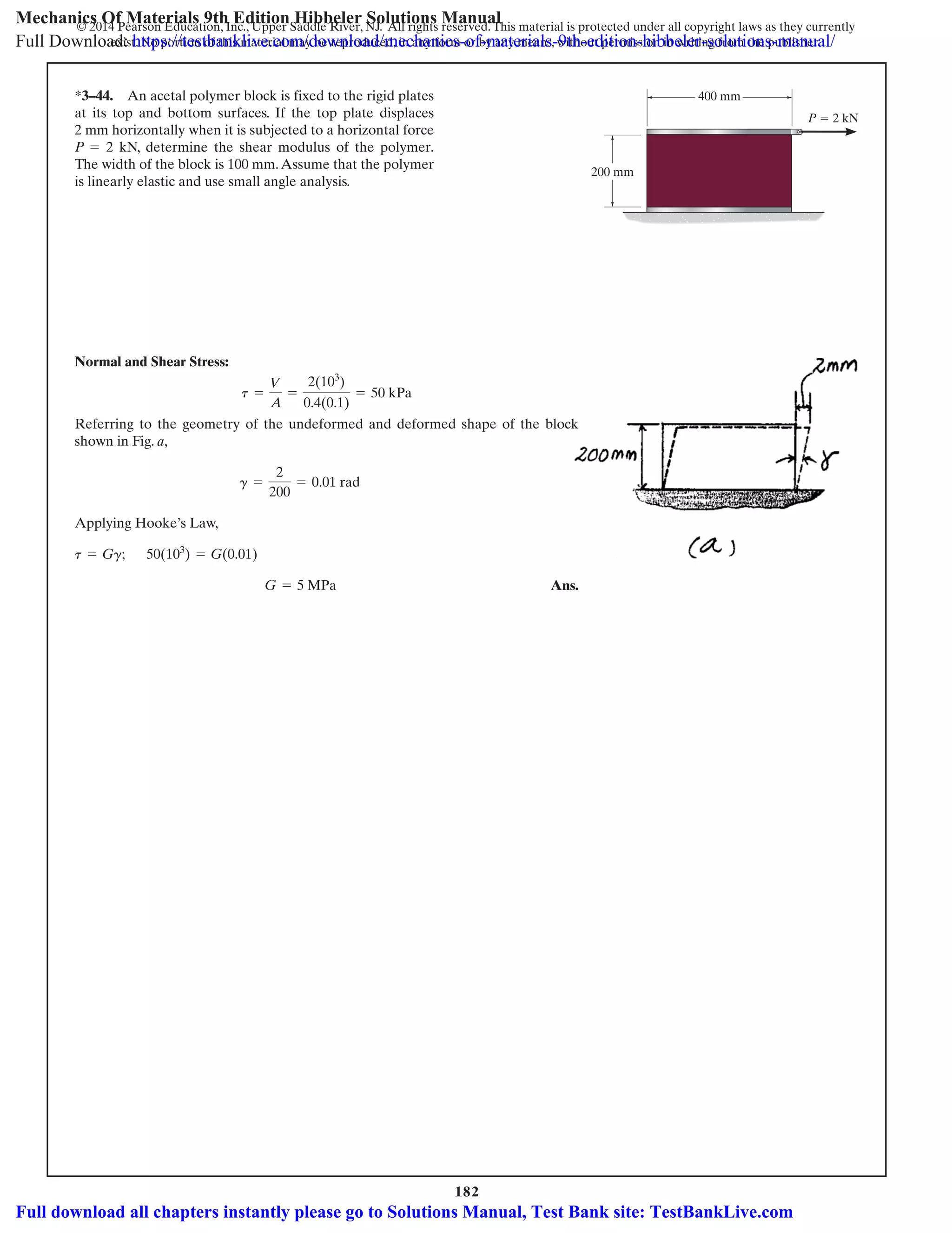 Mechanics Of Materials 9th Edition Hibbeler Solutions Manual | PDF