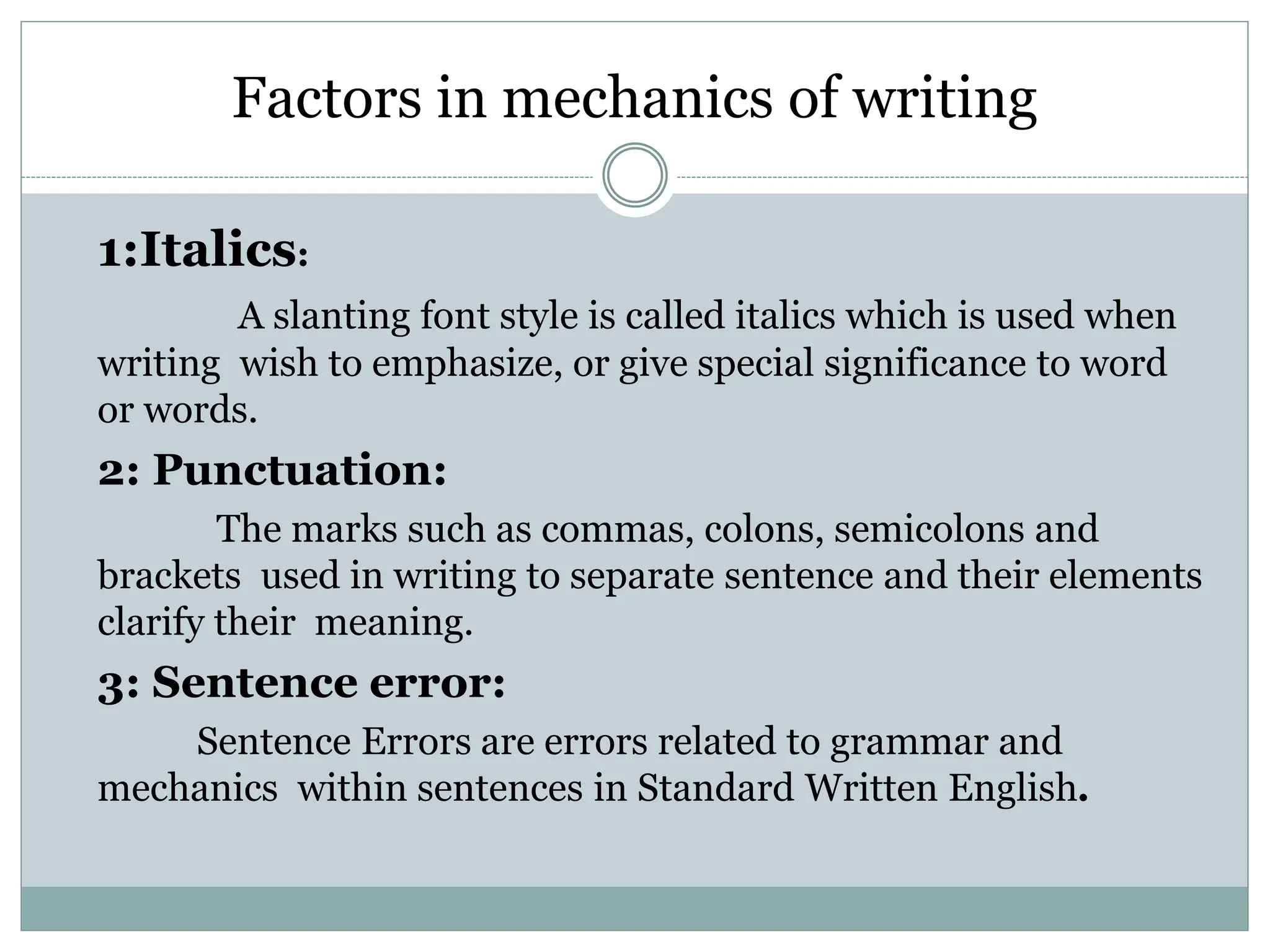 Mechanic of writing | PPTX