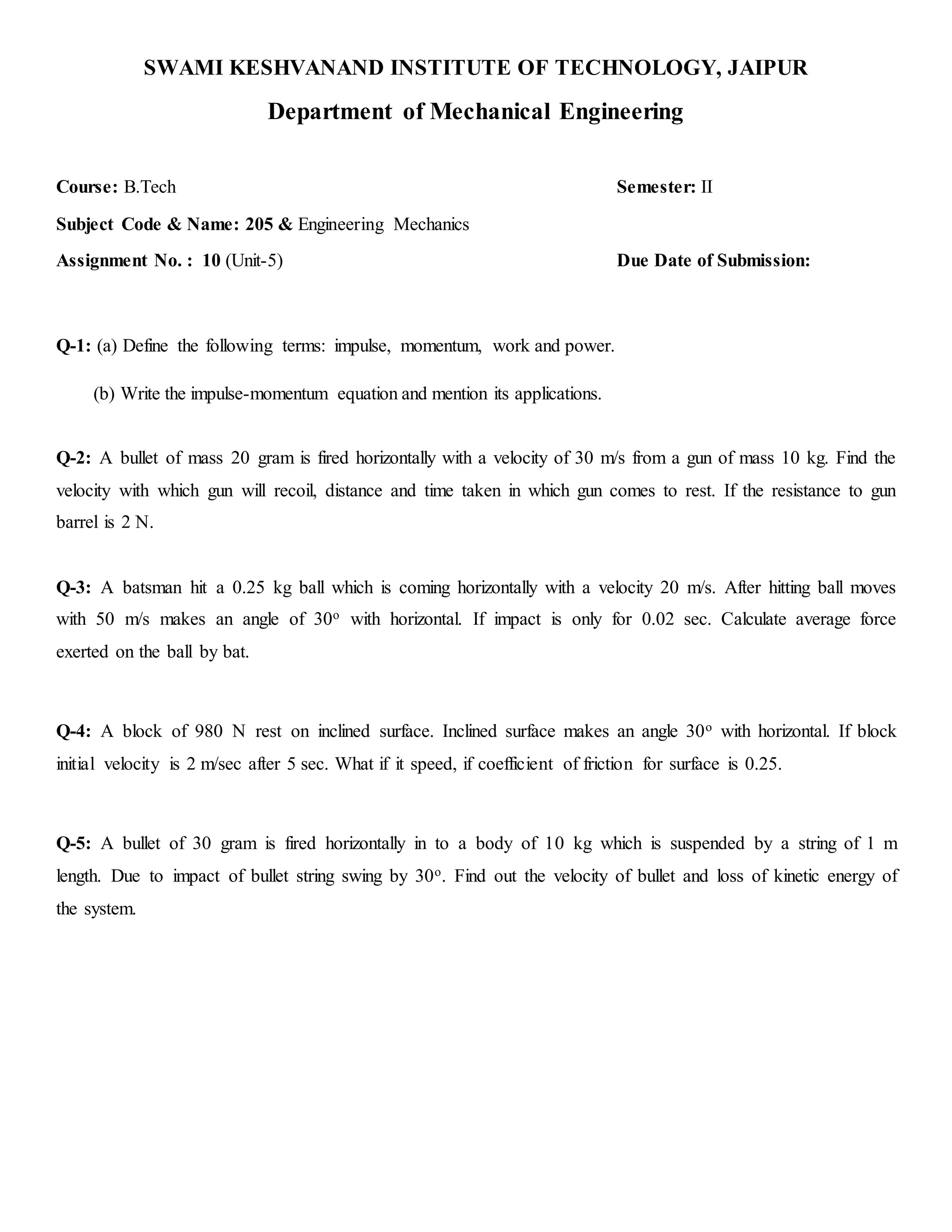 Mechanics 10 | DOCX