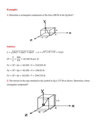 Mechanics engineering statics forces analysis 3D | PDF