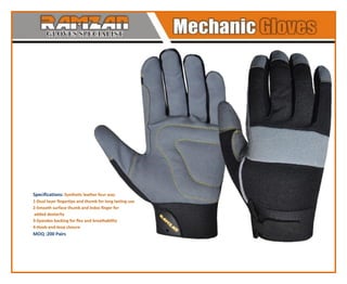 Mechanics gloves and specifications | PDF