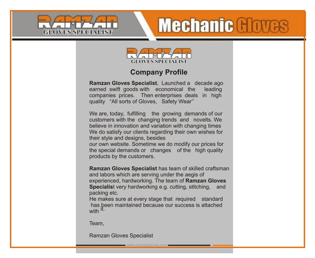 Mechanics gloves and specifications | PDF