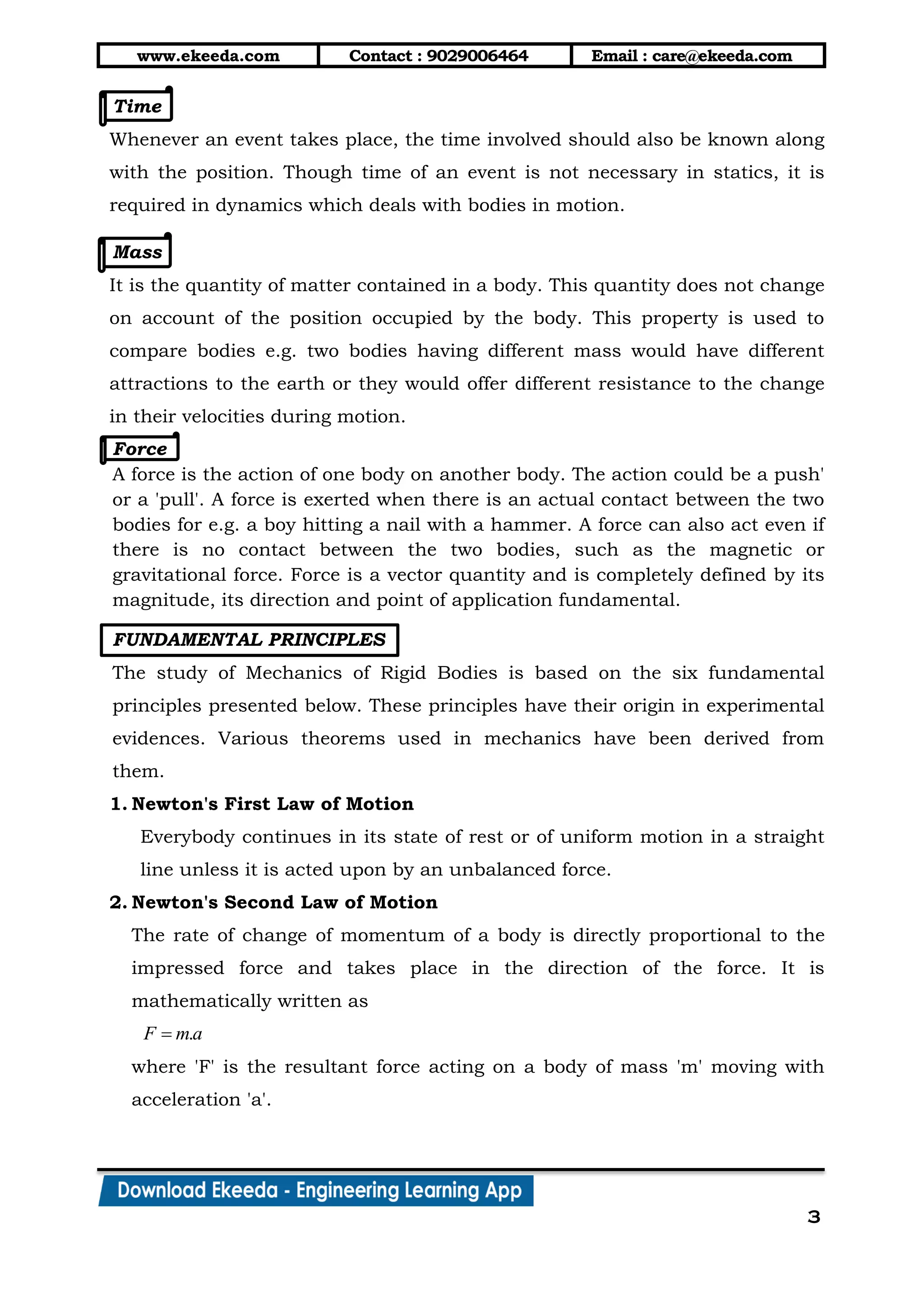 Mechanics introduction | PDF