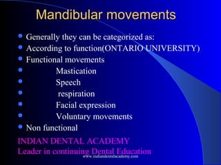 Mechanics of mandibular movement/ dental implant courses | PPT